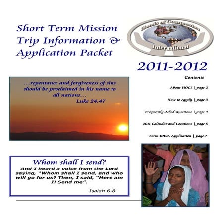 Hands of Compassion mission trip packet5/2011 | PDF