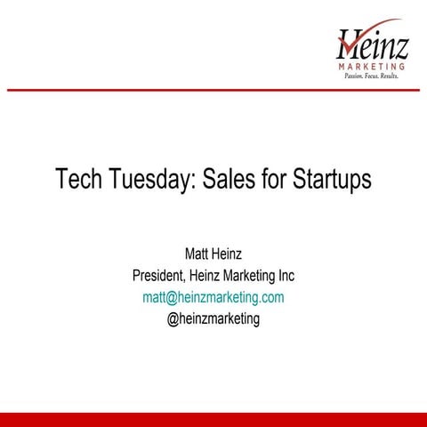 Sales for Startups (Thinkspace Tech Tuesday) | PPT