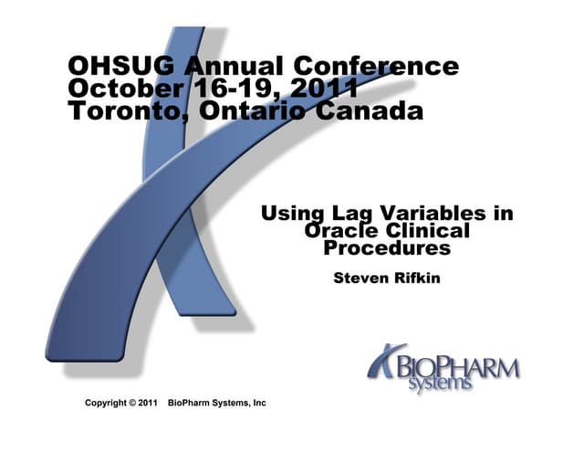 Using Lag Variables In Oracle Clinical Procedures Ppt