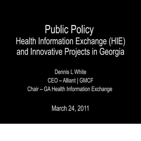 Public Policy: Health Information Exchange (HIE) and Innovative ...