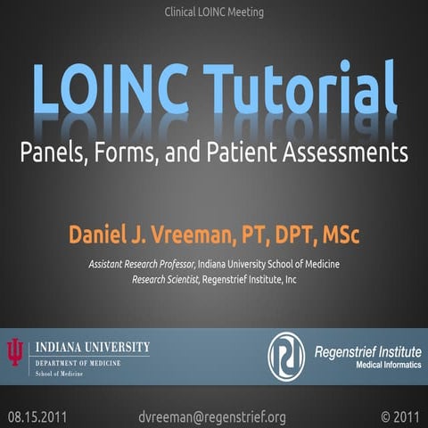 2011 08 15 - Clinical LOINC Tutorial - Collections - Panels Forms and ...