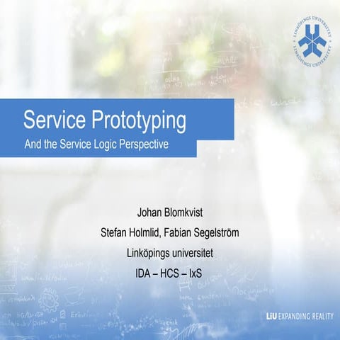 Service Prototyping from a Service Logic Perspective | PPT | Business ...