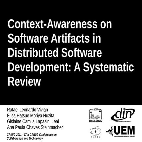 Context Awareness On Software Artifacts In Distributed Software Development A Systematic Review