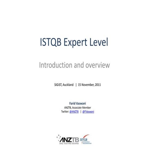 Anztb Istqb Expert Certificate 20111116 Pptx Educational Assessment Education
