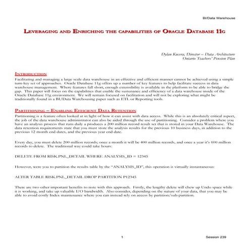 Collaborate 2011 Leveraging And Enriching The Capabilities Of Oracle Database 11g Pdf