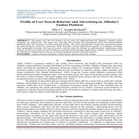 Profile of User Search Behavior and Advertising on Alibaba’s Taobao Platform | PDF