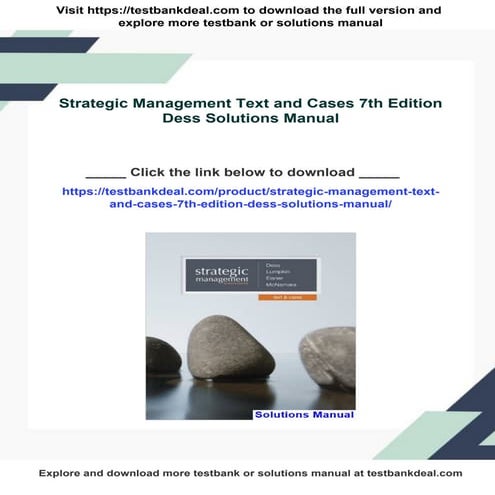 Strategic Management Text and Cases 7th Edition Dess Solutions Manual | PDF
