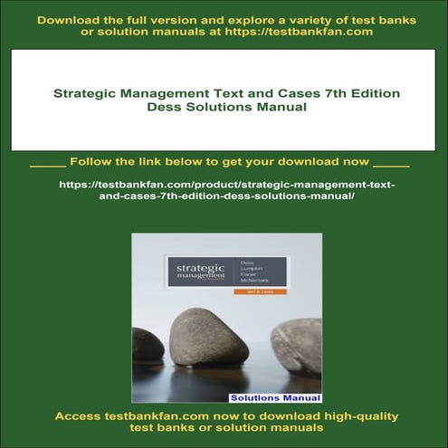 Strategic Management Text and Cases 7th Edition Dess Solutions Manual | PDF