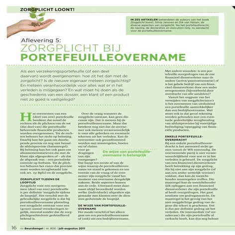 Zorgplicht en portefeuilleovername (beursbengel, 2011) | PDF | Business ...
