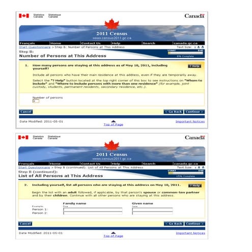 2011 Short Form Mandatory Canadian Census | PDF