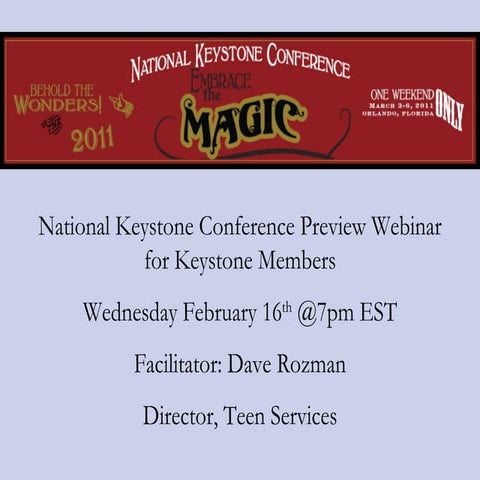 2011 Keystone conference preview for teens | PPT