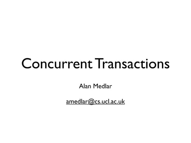 Transaction ও Concurrent Execution