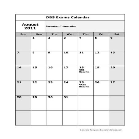 2011 GCSE Exams Calendar | DOCX