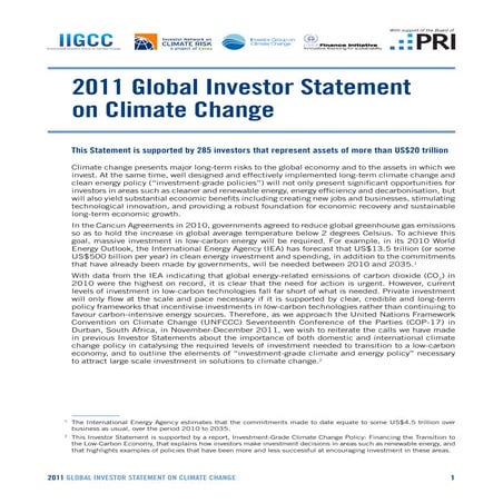 2011 global investor statement on climate change | PDF