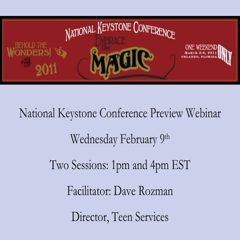 2011 Keystone conference preview for teens | PPT