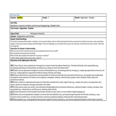 2011 mysteries unit sample year plan | DOCX