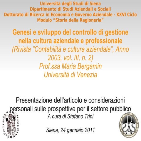 Storia della Ragioneria - Genesi e sviluppo del controllo di gestione ...