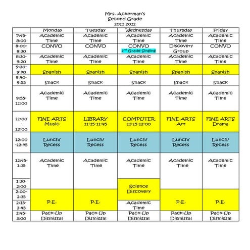School timetable - template for kids | DOCX
