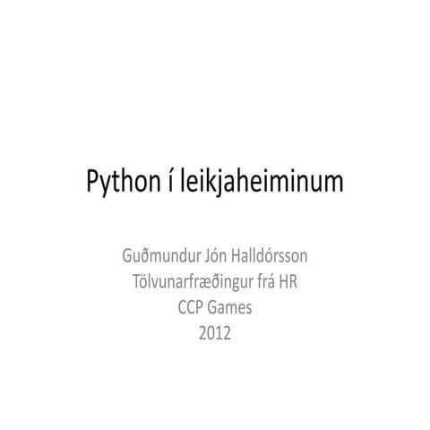 Python in the game world | PPT