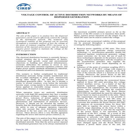 Voltage Control Of Active Distribution Networks By Means Of Disperse