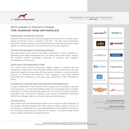 2012.06.01 gp bullhound research - russian internet update | PDF