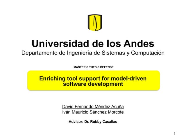 Enriching Tool Support For Model Driven Software Development Ppt