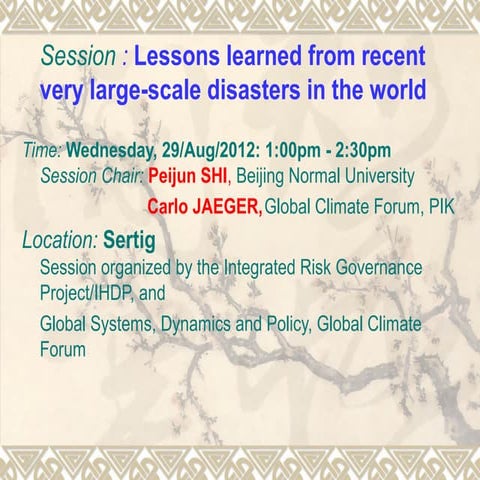 Lessons learned from recent very large-scale disasters in the world | PPT