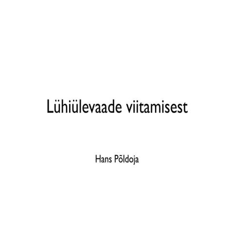 Lühiülevaade viitamisest | PDF