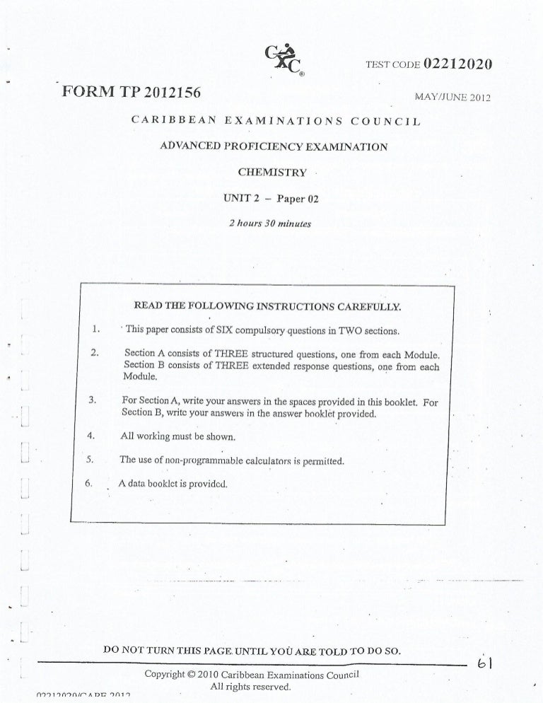 CAPE Chemistry Unit 2 Paper 2 2012 cape-chemistry-unit-2-paper-2-2012
