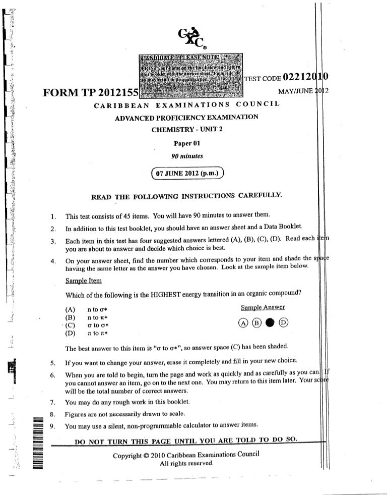 CAPE Chemistry Unit 2 Paper 1 2012 cape-chemistry-unit-2-paper-1-2012