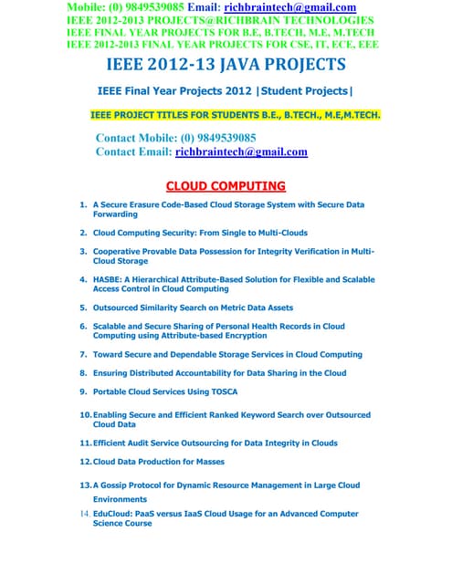 2012 2013 Ieee Java Projects Richbraintechnologies Pdf 9425