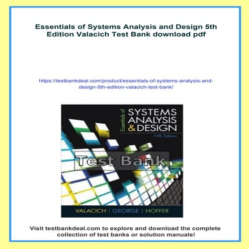 Essentials of Systems Analysis and Design 5th Edition Valacich Test ...