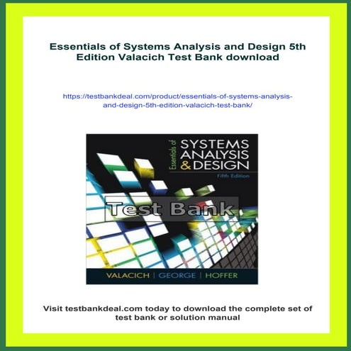 Essentials of Systems Analysis and Design 5th Edition Valacich Test ...