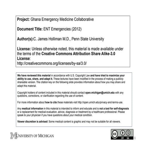 GEMC: ENT Emergencies: Resident Training | PDF