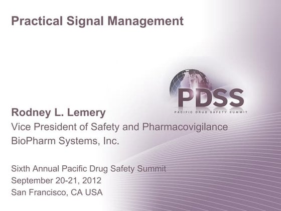 Signal Management in Pharmacovigilance | PPTX