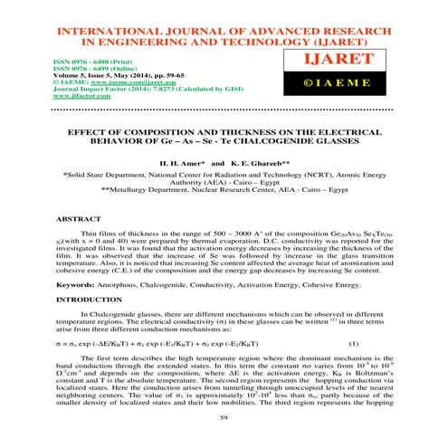 Effect of annealing temperature on dc electrical conductivity ...
