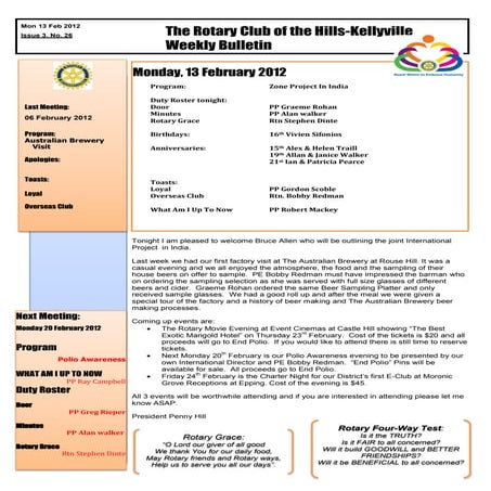 20120213 weekly bulletin | PDF | Bars & Restaurants | Attractions