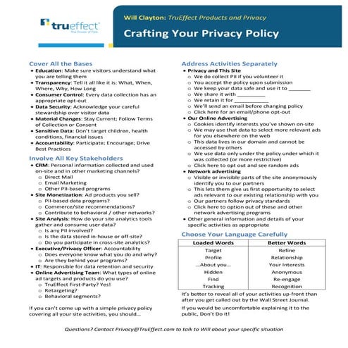 Crafting Your Privacy Policy (Handout) | PDF