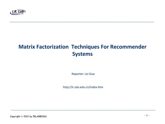 Matrix Factorization Techniques For Recommender Systems Pdf