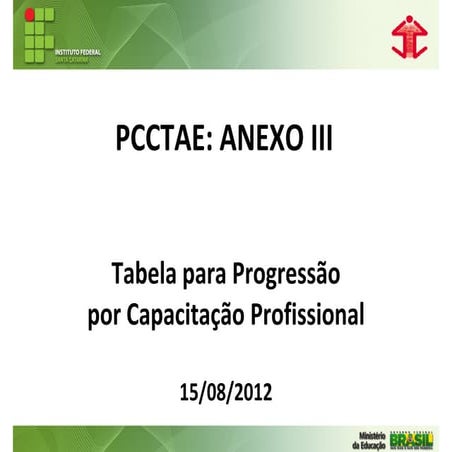 Anexo III do PCCTAE: características e possibilidade de melhoria | PPT