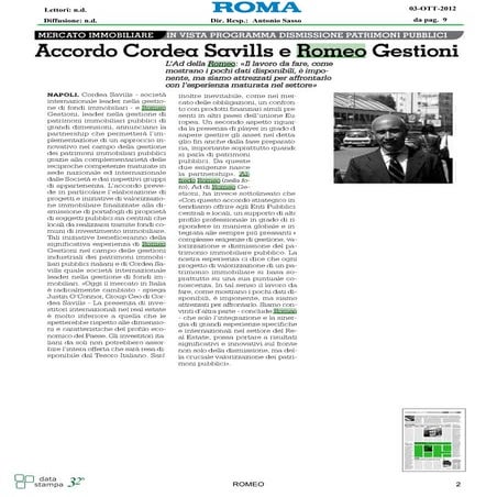 Alfredo Romeo - accordo x fondi il roma e il mattino | PDF | Media ...