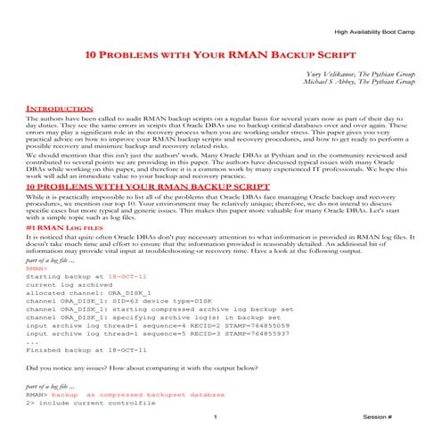 10 Problems With Your Rman Backup Script Whitepaper Pdf 