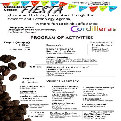 2012 coffee fiesta program of activities | PDF