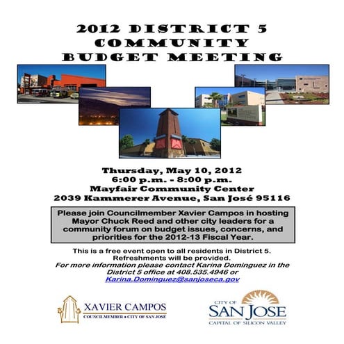 2012 District 5 Community Budget Meeting flyer | PDF