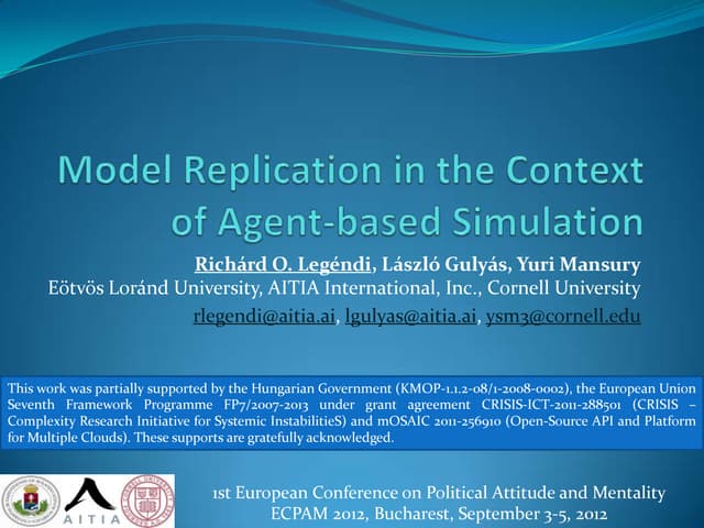 Model Replication In The Context Of Agent Based Simulation Ppt