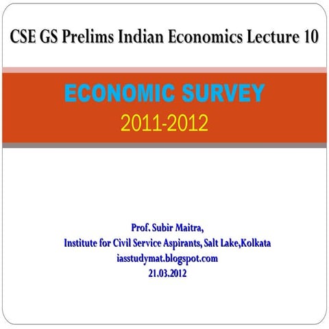 Cse Prelims 2012 Gs Indian Economics Lecture 10 Ppt