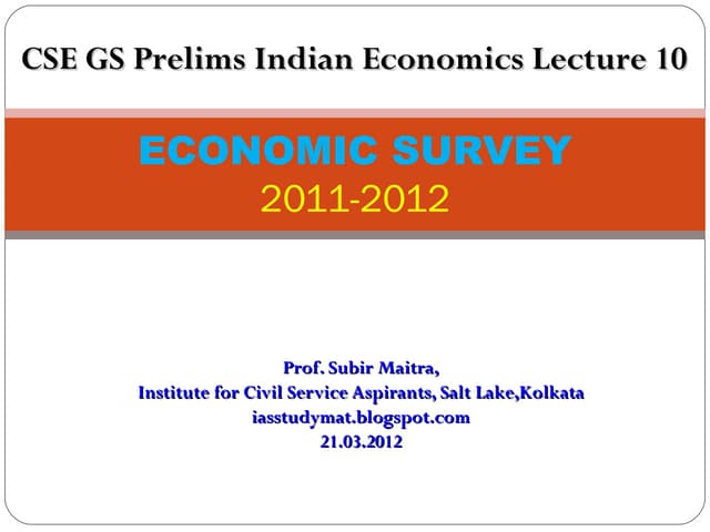 Cse Prelims 2012 Gs Indian Economics Lecture 10 Ppt
