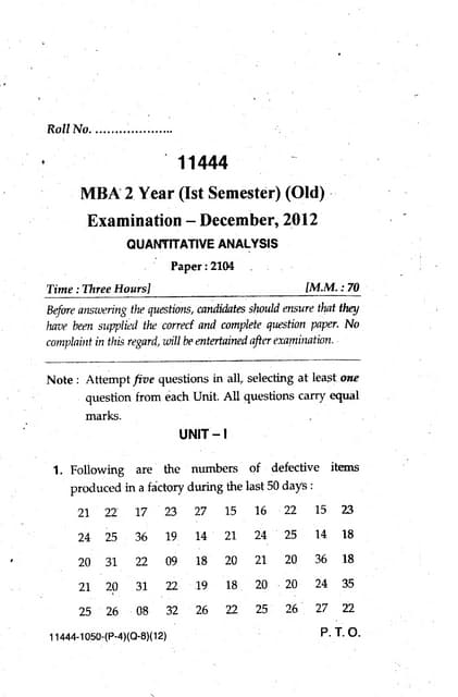 Organisational Behaviour MBA Question Paper | PDF