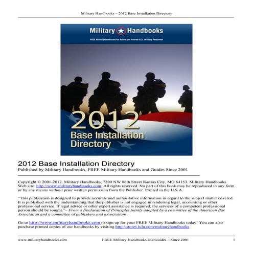 2012 Military installation directory | PDF