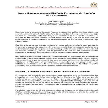 nueva metodologia diseno acpa street pave | PDF